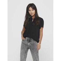 Jacqueline de Yong JDY Damen Kurzarmbluse "JDYLIMA LIFE S/S TOP WVN NOOS", schwarz, Gr. 36, unifarben, Web, Obermaterial: 100% Viskose, Blusen, Viskose, loose fit