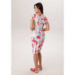 Damen Jerseykleidt&uuml;rkis, wei&szlig;, mint, pink, rosebeige, Gr. 36, Aniston SELECTED, bedruckt, gebl&uuml;mt, gemustert, Single Jersey, Obermaterial: 95%