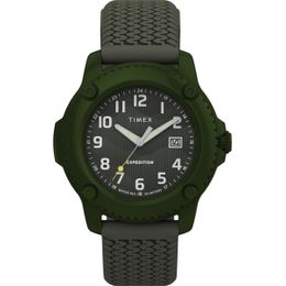 Quarzuhr Timex "TIMBERLINE", gr&uuml;n (khaki), Armbanduhren, Kinder, Quarzuhr, Armbanduhr, Herrenuhr, Silikonarmband, Datum, Leuchtzeiger