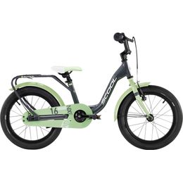 S'COOL Kinderfahrrad S&rsquo;COOL "S'COOL niXe 16-1S - Dark Grey/Pastel Green" Gr. 24, dunkelgrau, pastel gr&uuml;n, Fahrr&auml;der, Kinder, 24cm, 16 Zoll (40,64cm), St&uuml;tzr&auml;der montierbar