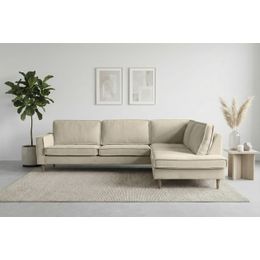 Ecksofa Home Affaire, B:290cm H:85cm T:217cmcreme, 100% Polyester, Wohnzimmer, Sofas, "Pinto Skandi, 290 cm, Chenille, Struktur, Ottomane links /