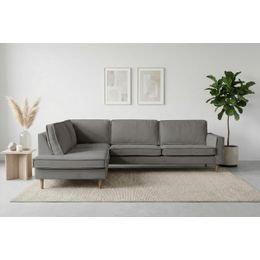 Ecksofa Home Affaire, B:290cm H:85cm T:217cmgrau, 100% Polyester, Wohnzimmer, Sofas, "Pinto Skandi, 290 cm, Chenille, Struktur, Ottomane links /