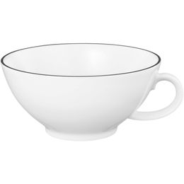 Tasse Seltmann Weiden "Lido Black Line", schwarz-wei&szlig; (wei&szlig;, schwarz), H:4,3cm &Oslash;:8,9cm, Porzellan, Trinkgef&auml;&szlig;e, Tasse, Teeobertasse 0,14 l