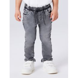 Schlupfjeans name it "NMMRYAN SLIM SWE JEANS 2472-TH NOOS", Jungen, Gr. 98, N-Gr, grau denim, Denim/Jeans, Obermaterial: 70% Baumwolle, 27% Polyester, 3% Elasthan, unifarben, regular fit lang, Jeans Schlupfjeans