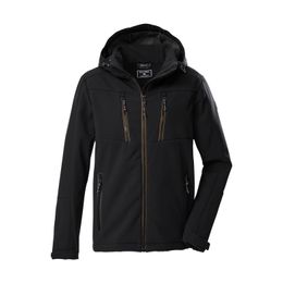 Softshelljacke Killtec "KOW 79 MN SFTSHLL JCKT", Damen, Gr. L, schwarz, Oberseite: 92% Polyester, 8% Elasthan;R&uuml;ckseite: 100% Polyester, Jacken Softshelljacke, Wasser- und windabweisende Softshelljacke, abnehmbare Kapuze