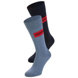 Socken HUGO UNDERWEAR "RED LABEL", Damen, Gr. 39-42, open blau 496, Baumwollmischung, elastisch, Socken Socken, mittelhoch, verst&auml;rkte Fersen- und Zehenbereich, Rippb&uuml;ndchen