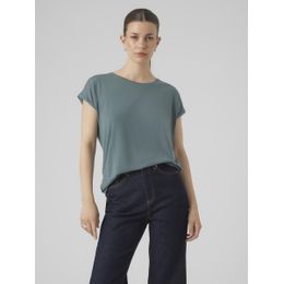 V&eacute;ro Moda Rundhalsshirt VERO MODA "VMAVA PLAIN SS TOP GAJRS NOOS", Damen, Gr. S, blau (north atlantic), Jersey, Obermaterial: 95% Lyocell, 5% Elasthan, unifarben, regular fit normal, Rundhals, Shirts Rundhalsshirt, Materialmix, regular fit