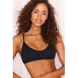 Vivance Damen Bralette, Gr. 32schwarz, Strick, Obermaterial: 100% Baumwolle, unifarben, BHs, aus feiner Pointelle-Ware mit Spitze, reine Baumwolle