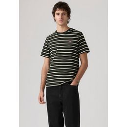 Levi's T-Shirt LEVI'S, Herren, Gr. L, andor stripe jet schwarz, Jersey, Obermaterial: 100% Baumwolle, regular fit taillenbedeckt, Rundhals, gerader Abschluss, Shirts T-Shirt, mit Streifenmuster