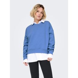 Sweatshirt Only "ONLBEST L/S CREW NECK SWT NOOS", Damen, Gr. S, blau (ultramarine), Sweatware, Obermaterial: 65% Polyester, 35% Baumwolle, unifarben, regular fit normal, Rundhals, Rippb&uuml;ndchen, Sweatshirts Sweatshirt