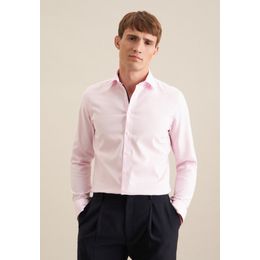 Businesshemd Seidensticker "Schwarze Rose", Herren, Gr. M39, normale &Auml;rmell&auml;ngen, rosa (ros&eacute;), 100% Baumwolle, Strukturmuster, unifarben, slim fit, 2-Knopf-Manschette, Hemden, Slim 1/1 Kentkragen Struktur