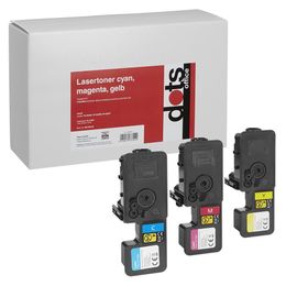 Three Dots dots Toner kompatibel zu KYOCERA TK-5230C/M/Y, 3er-Set cyan, magenta, gelb