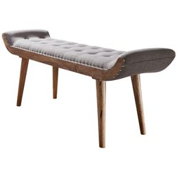 Wohnling WL6.013 Sitzbank Stoff / Massivholz 125x51x38 cm Chesterfield-Design Grau