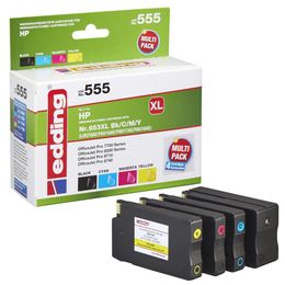 Edding Druckerpatronen EDD-555 schwarz, cyan, magenta, gelb kompatibel zu HP 953XL (3HZ52AE), 4er-Set