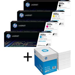 Bundle mit HP Original 205A Toner 4er Multipack + 2.500 Blatt HP Kopierpapier hochwei&szlig;