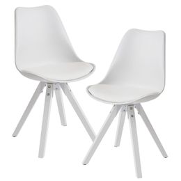 Wohnling 2er Set Esszimmerstuhl Retro WL6.136 wei&szlig;
