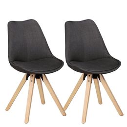 Wohnling 2er Set Esszimmerstuhl LIMA WL5.026 anthrazit