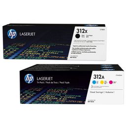 HP Original 312X/ 312A Toner 4er Set schwarz hohe Kapazit&auml;t, cyan, magenta, gelb