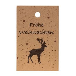 20 x Geschenkanh&auml;nger "Frohe Weihnachten Hirsch" 85 x 55 mm