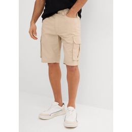 bonprix Stretch-Cargo-Bermuda Regular Fit, beige, mit Baumwolle