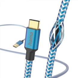 Hama 201558 Ladekabel Reflective USB-A zu USB-C Nylon 1,5m blau