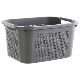 Rotho W&auml;schekorb Country, Anthrazit, Kunststoff, 22 L, 33.5x22.2x43.5 cm, Reach, DIN EN ISO 14001, DIN EN ISO 9001, Tragegriffe, Ordnen & Aufbewahren, W&auml;schek&ouml;rbe & Tonnen