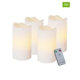 BEST SEASON 4er-Set: LED-Kerzen in Wei&szlig; - (H)10 x &Oslash; 5 cm - 63% | Kerzen-vasen