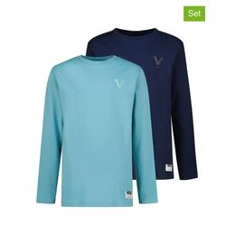 Vingino 2er-Set: Longsleeves in Hellblau/ Dunkelblau - 40% | Gr&ouml;&szlig;e 128 | Kinder-longsleeves