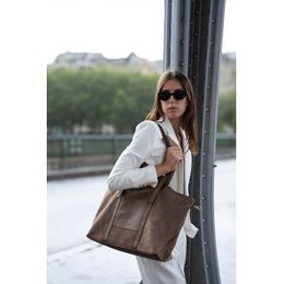 maison h&eacute;ritage PARIS Leder-Shopper "Malta" in Hellbraun - (B)52 x (H)31 cm - 70% | Damen-taschen
