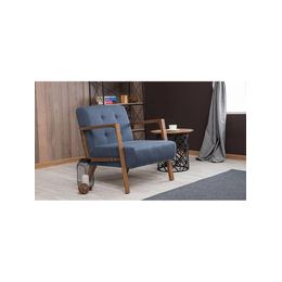 Scandinavia Concept Sessel "Kemer" in Blau - (B)69 x (H)80 x (T)83 cm - 80% | Sitzmoebel