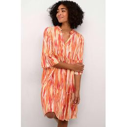 Kaffe Kleid in Orange/ Rot/ Wei&szlig; - 64% | Gr&ouml;&szlig;e 44 | Damen-kleider