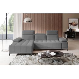 Ecksofa WERK2, B:277cm H:82cm T:177cmgrau, 92% Polyester, 8% Nylon, Wohnzimmer, Sofas, "Focus-S, inkl. elektr. Sitzvorzug, manuelle