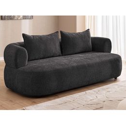 3-Sitzer Home Affaire, B:202cm H:78cm T:122,5cmschwarz, 100% Polyester, Sofas, "LUSSAC 3-Sitzer Design-Sofa mit Zierkissen, Ma&szlig;e B/T/H: 202/123/78