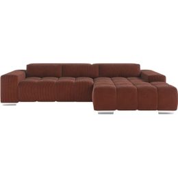 Ecksofa COTTA, B:307cm H:73cm T:186cmcinnamon, 100% Polyester, Wohnzimmer, Sofas, "Orion L-Form", mit 2x Kopfteilverstellung & 3 Nierenkissen