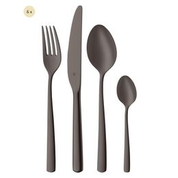 WMF Besteck-Set "Boston in edler Optik, ergonomische Haptik, Messer mit Wellenschliff", 24 tlg.schwarz passion, Essbesteck-Sets, optimale Sch&auml;rfe,