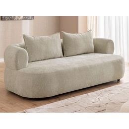 3-Sitzer Home Affaire, B:202cm H:78cm T:122,5cmcreme, 100% Polyester, Sofas, "LUSSAC 3-Sitzer Design-Sofa mit Zierkissen, Ma&szlig;e B/T/H: 202/123/78 cm",