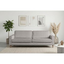 3-Sitzer Home Affaire "Pinto Skandi,Maxi-Ausf&uuml;hrung, 236 cm, Chenille, Struktur", silber grau, B:236cm H:89cm T:97cm, 100% Polyester, Sofas, mit Keder, Massivholzf&uuml;&szlig;e Eiche ger&auml;uchert, Wellenunterfederung
