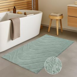 Badematte Carpet City "BAT400, Badteppich uni", jade, gr&uuml;n, H:11mm, Polyester, Badematten, Badematte, Teppich Badezimmer, Badvorleger, Anti-Rutsch, Waschbar, Duschmatte