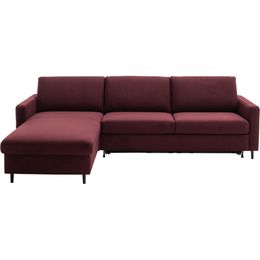Ecksofa Home Affaire, B:250cm H:86cm T:190cmburgunder, 100% Polyester, Sofas, "Calestra, Bezug Easy Care, Dauerschlaffunktion in 2 Qualit&auml;ten",