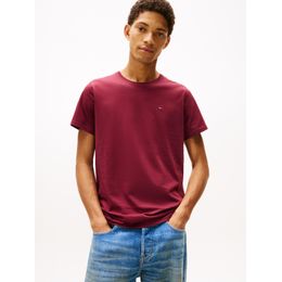 T-Shirt Tommy Jeans "TJM ESSENTIAL SOLID TEE", Herren, Gr. XXL, rot (rot wine), Jersey, Obermaterial: 100% Baumwolle, Basic, slim fit normal, Rundhals, eingesetzt abgesteppte Kante, Shirts T-Shirt, mit Rundhalsausschnitt und dezenter Logo-Flag