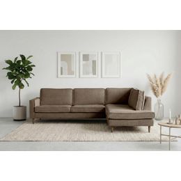 Ecksofa Home Affaire, B:290cm H:85cm T:217cmbraun, 100% Polyester, Wohnzimmer, Sofas, "Pinto Skandi, 290 cm, Chenille, Struktur, Ottomane links /