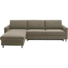 Ecksofa Home Affaire, B:290cm H:86cm T:190cmoliv, 100% Polyester, Sofas, "Calestra, Bezug Easy Care, Dauerschlaffunktion in 2 Qualit&auml;ten", L-Form,