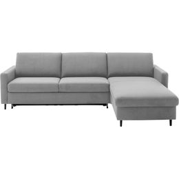 Ecksofa Home Affaire, B:270cm H:86cm T:190cmplatin, 100% Polyester, Sofas, "Calestra, Bezug Easy Care, Dauerschlaffunktion in 2 Qualit&auml;ten", L-Form,