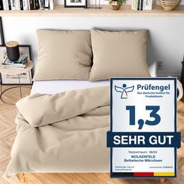 Bettw&auml;sche WOLKENFELD "Allergiker Bettw&auml;sche, unfassbar weich", beige, B/L: 220cm x 240cm, 1 Stk., 2 Stk., Microfaser, B/L: 80cm x 80cm & 80cm x 80cm, 3 tlg., Microfaser, Obermaterial: 100% Polyester, Bettw&auml;sche, Bettw&auml;sche, 135x200 cm, 155x220 & &Uuml;bergr&ouml;&szlig;en I inkl. Kissenbez&uuml;ge 80x80 I Uni