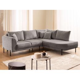 Ecksofa Home Affaire, B:231cm H:83cm T:198cmbraun, 100% Polyester, Sofas, "NELLIA L-Form mit Ottomane rechts oder links bestellbar, Breite 231 cm",