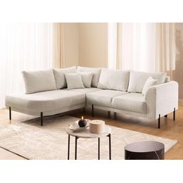 Ecksofa Home Affaire, B:231cm H:83cm T:198cmhellbeige, 100% Polyester, Sofas, "NELLIA L-Form mit Ottomane rechts oder links bestellbar, Breite 231