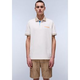 Poloshirt Napapijri "E-ZERI SS", Herren, Gr. L, wei&szlig; (wei&szlig; whisper), Piqu&eacute;, Obermaterial: 100% Baumwolle, unifarben, regular fit normal, Rundhals, eingesetzt angesetztes B&uuml;ndchen, Shirts, Mit Rundhalsausschnitt