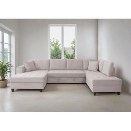 Wohnlandschaft TRENDS BY HG, B:324cm H:86cm T:178cmb803 zoom 19 dove,, 92% Polyester;8% Nylon, Sofas, "Moritz, U-Form", inkl. Bettfunktion und