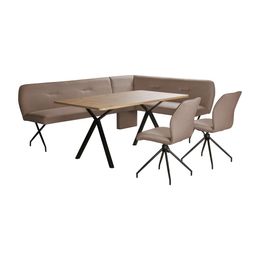 Eckbankgruppe Home Affaire "Gabi Essecke, Sitzgruppe, Eckbankgruppe, K&uuml;chenbankgruppe", taupe, taupe, schwarz, B:241cm H:87cm T:177cm, Massivholz, Metall, Polyester, Spanplatte, Sperrholz, Sitzm&ouml;bel-Sets, Eckbankgruppe