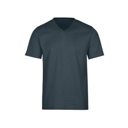 T-Shirt TRIGEMA "TRIGEMA V-Shirt DELUXE Baumwolle", Damen, Gr. L, grau (anthrazit), 100% Baumwolle, Basic, Shirts T-Shirt